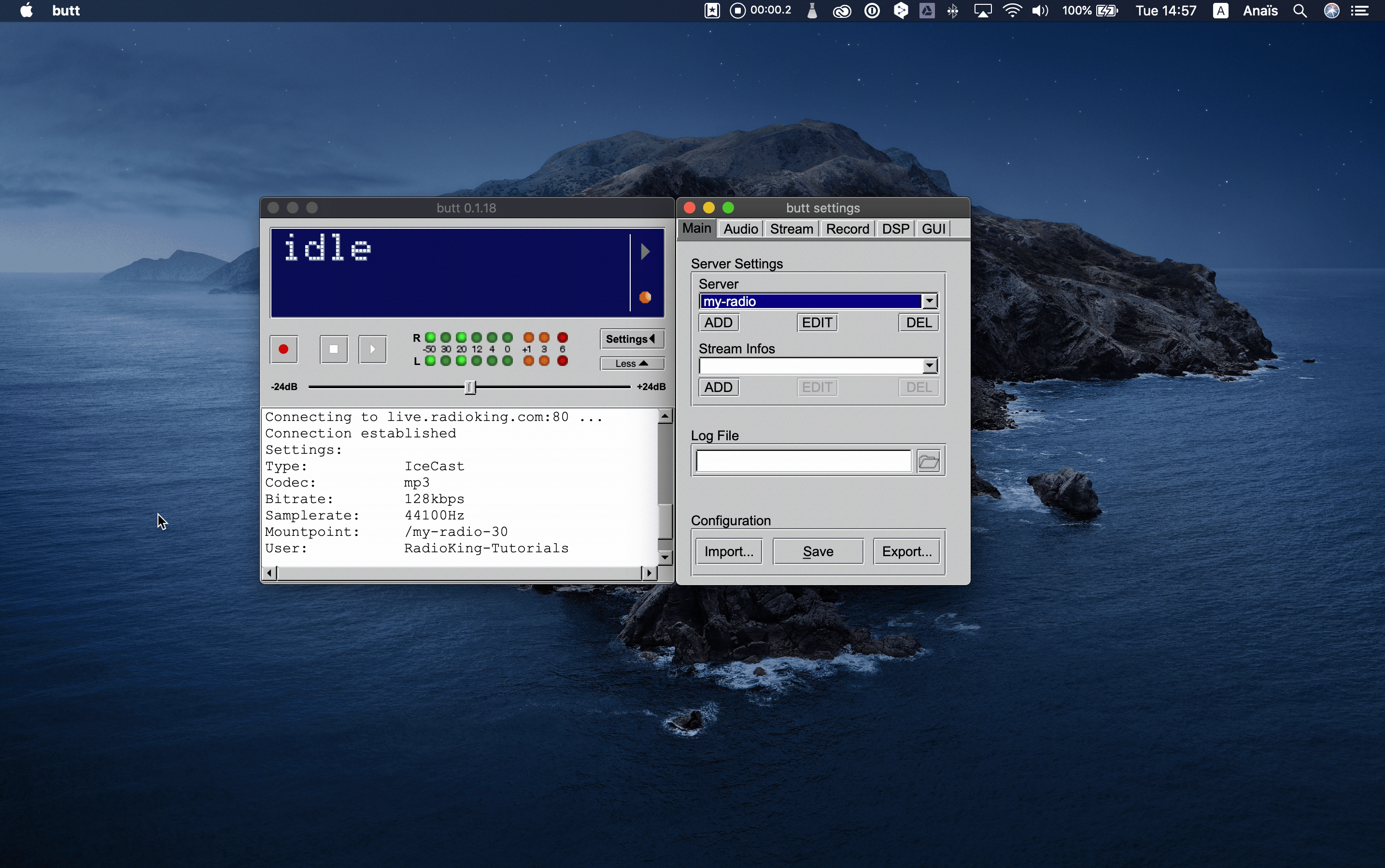 Diffuser avec BUTT – Centre d'aide RadioKing